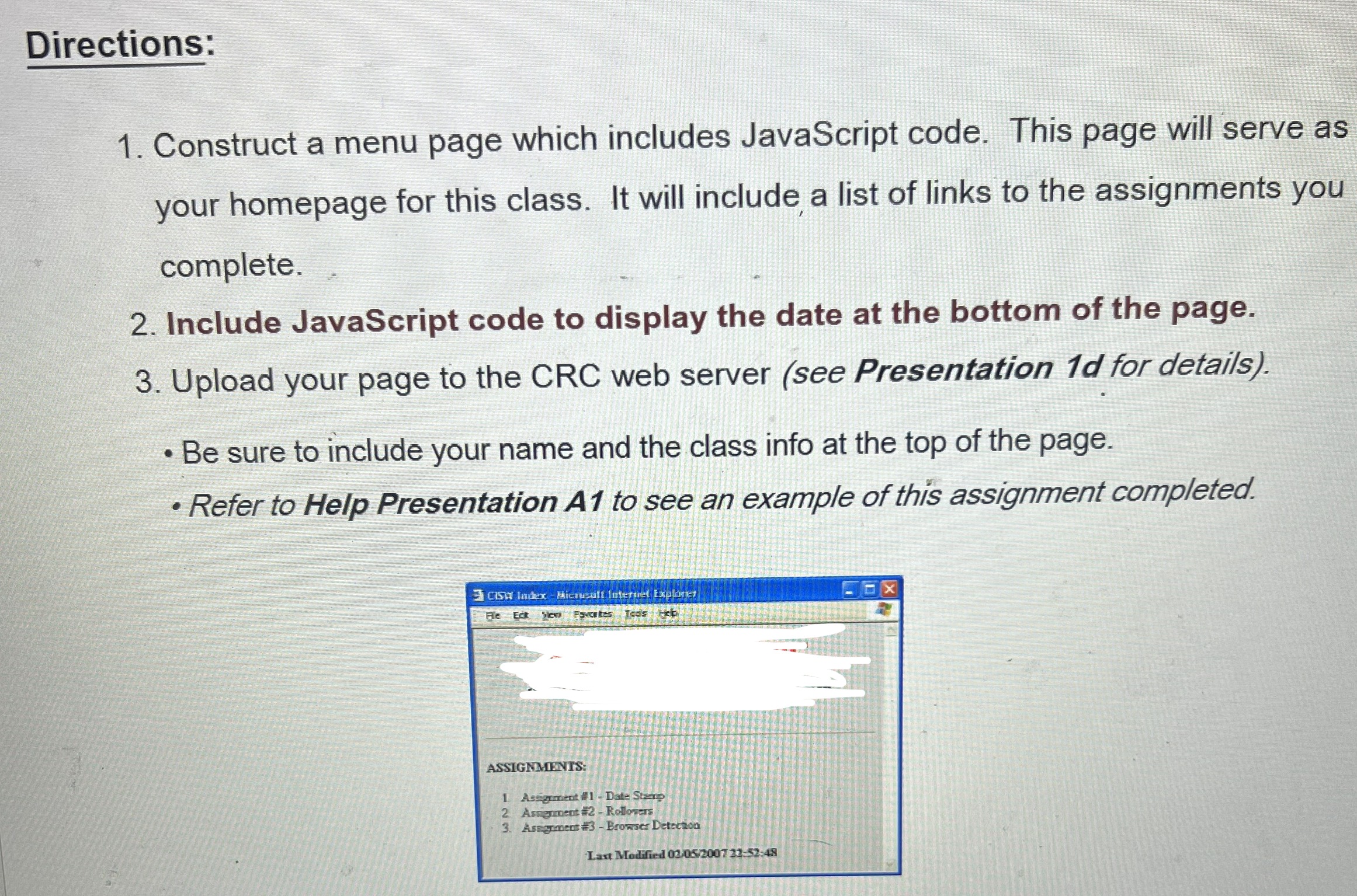 Solved 1. Construct a menu page which includes JavaScript | Chegg.com