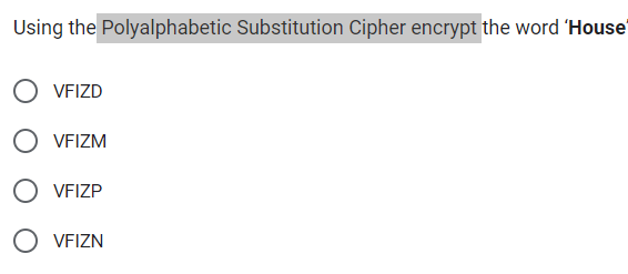 Solved Using the Polyalphabetic Substitution Cipher encrypt | Chegg.com