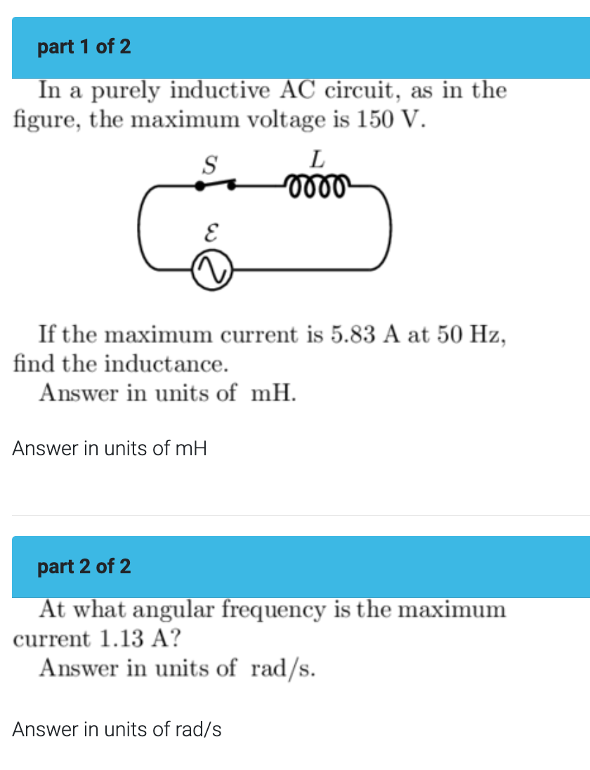 Solved In a purely inductive AC circuit, as in the figure, | Chegg.com