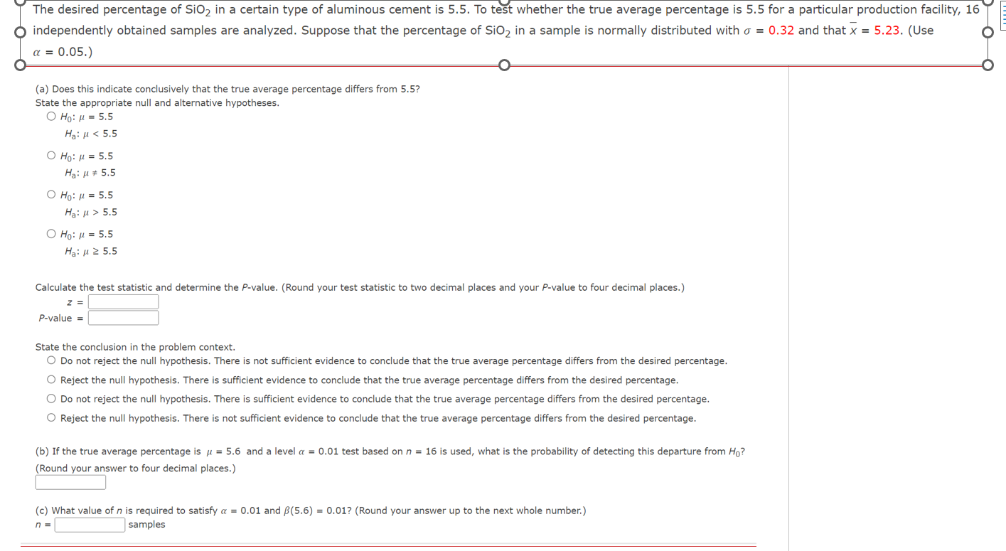 Solved The desired percentage of SiO2 in a certain type of | Chegg.com