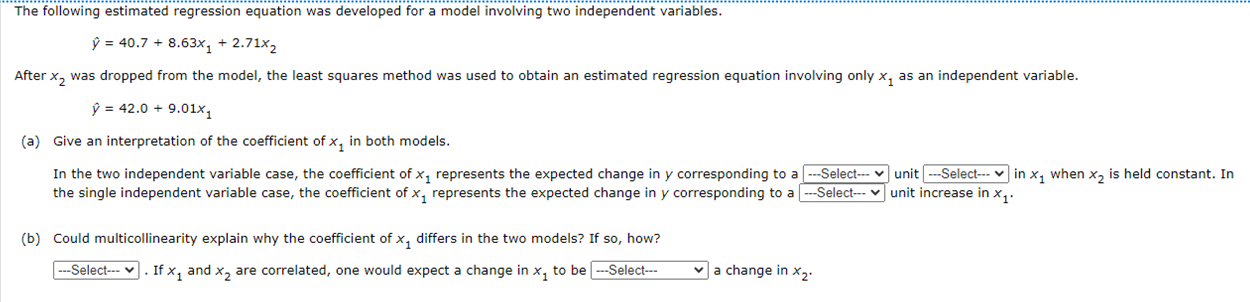 Solved The following estimated regression equation was | Chegg.com