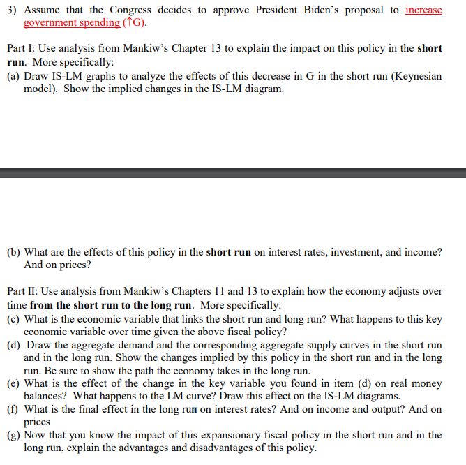 Solved 3) Assume that the Congress decides to approve | Chegg.com