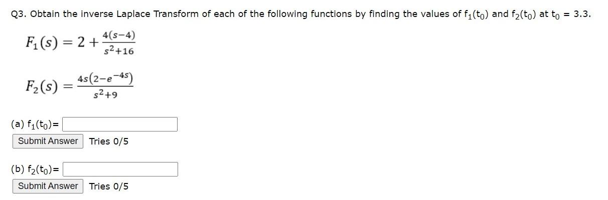 Solved Q3. Obtain the inverse Laplace Transform of each of | Chegg.com