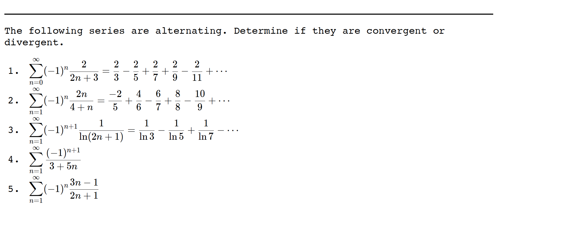 Solved The following series are alternating. Determine if | Chegg.com