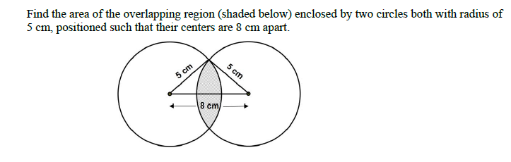 Solved Find the area of the overlapping region (shaded | Chegg.com