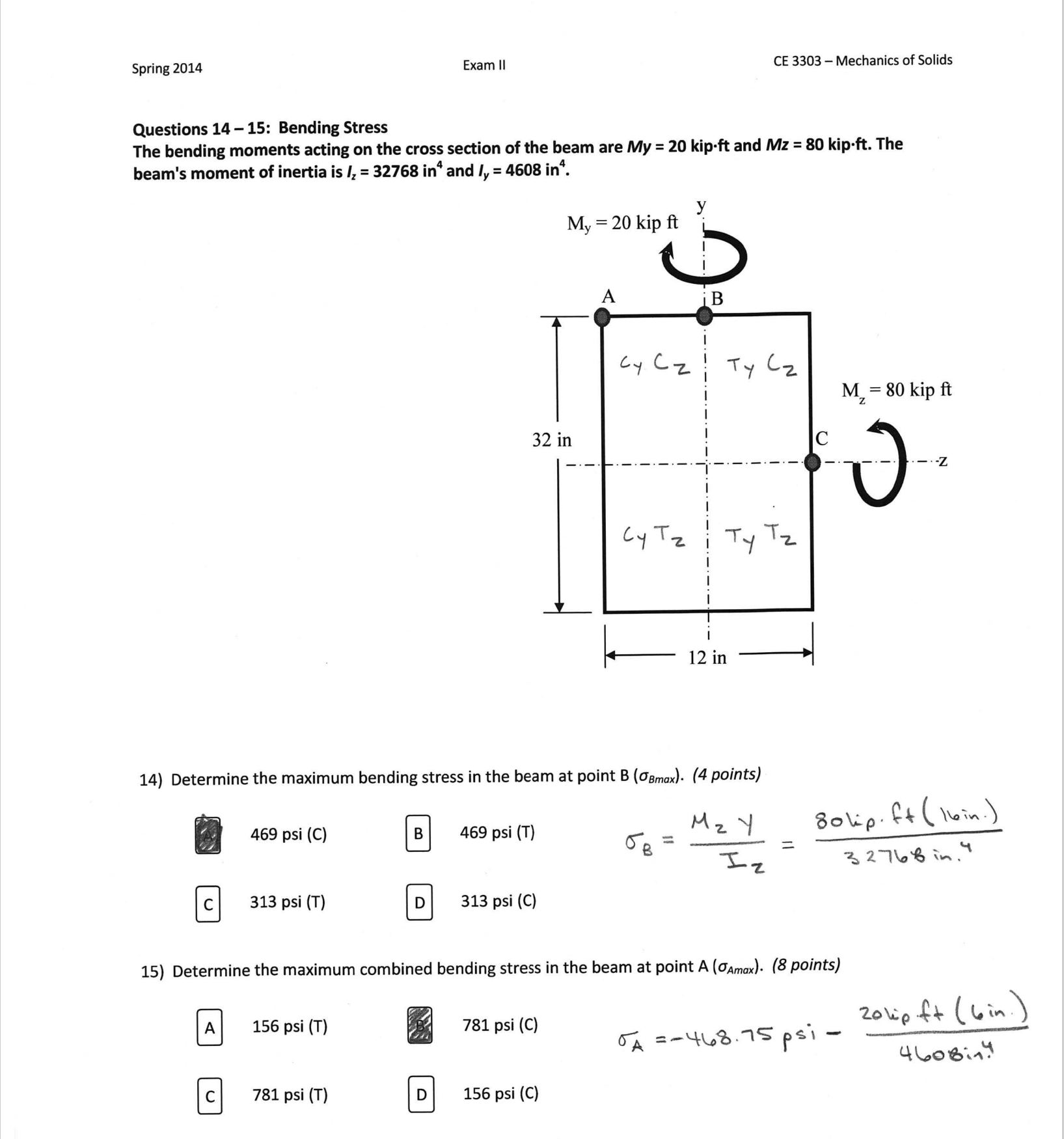 Solved Questions 14 - 15: Bending Stress The bending moments | Chegg.com