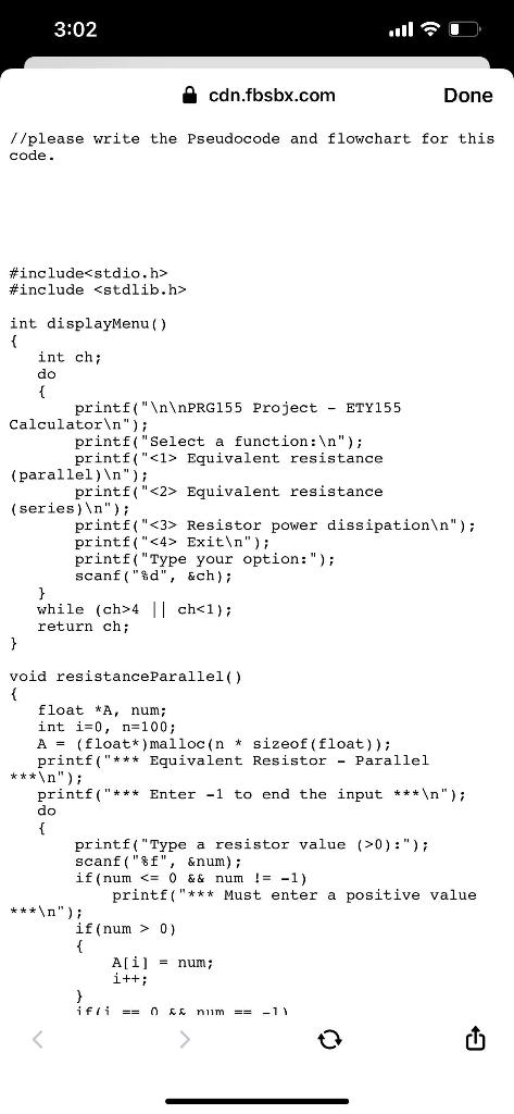 Solved 3:02 cdn.fbsbx.com Done 1/please write the Pseudocode | Chegg.com