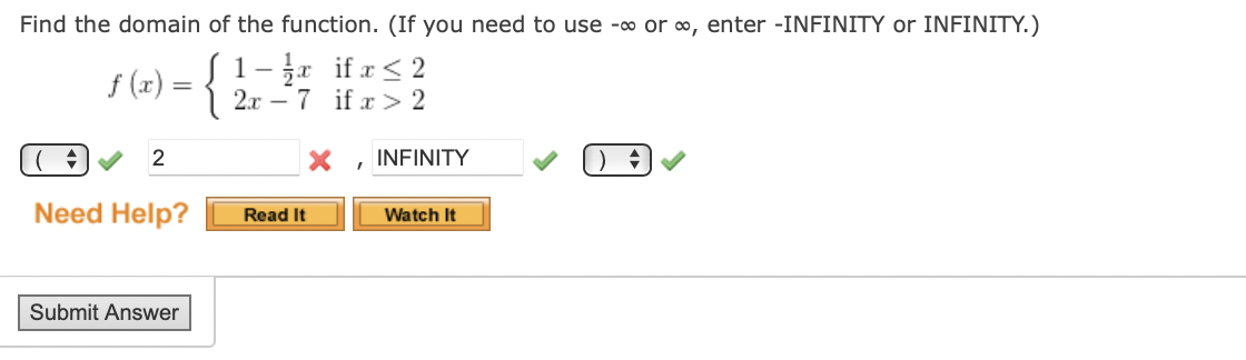 Solved nd the domain of the function. (If you need to use −∞ | Chegg.com