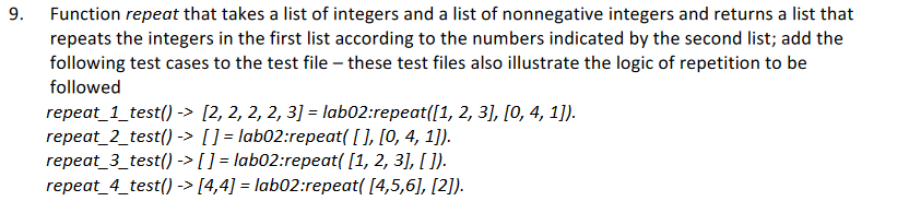 Function repeat that takes a list of integers and a | Chegg.com