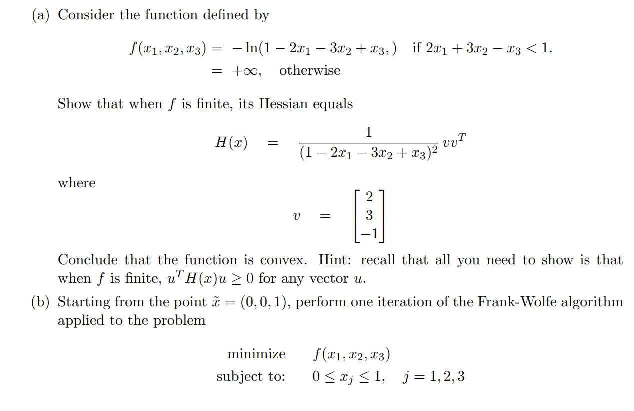 Solved More convexity. (a) Consider the function defined by | Chegg.com