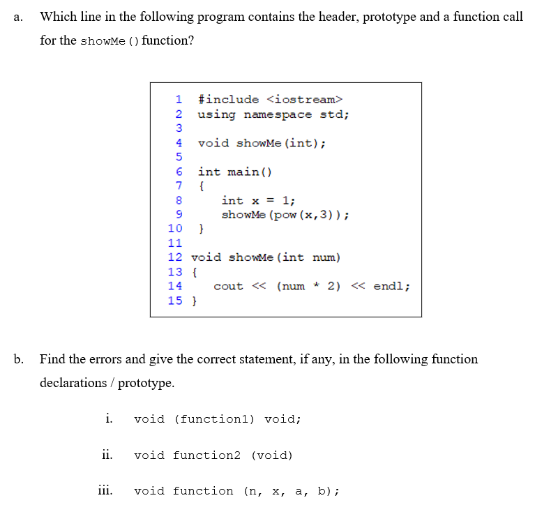 Solved a. Which line in the following program contains the | Chegg.com