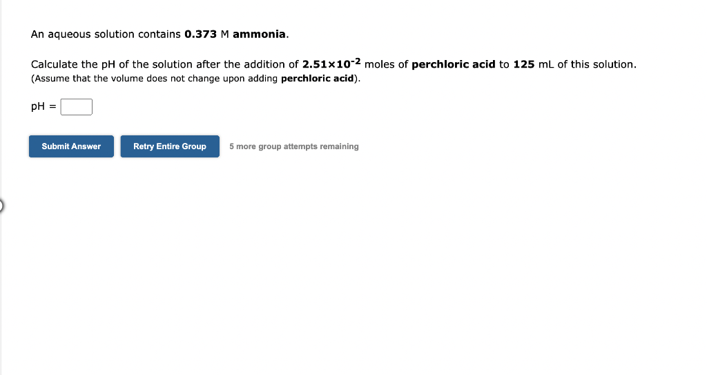 Solved An aqueous solution contains 0.373M ammonia. | Chegg.com