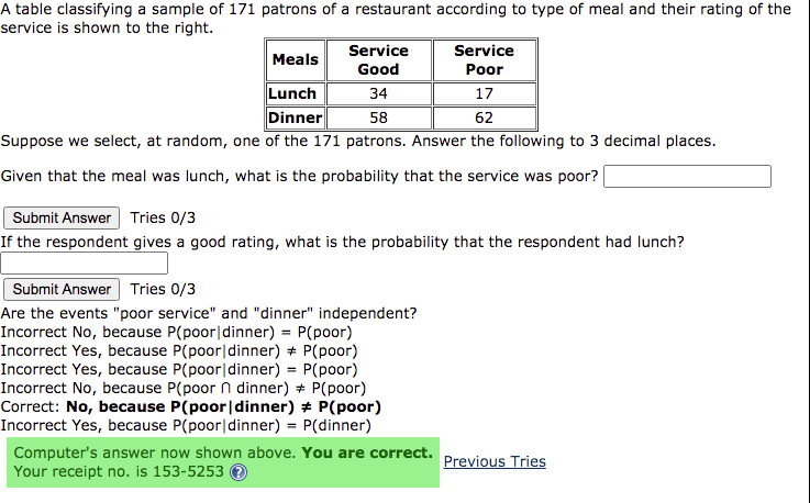 Solved A table classifying a sample of 171 patrons of a | Chegg.com