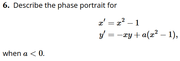 Solved 6. Describe the phase portrait for | Chegg.com