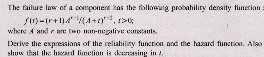 Solved The failure law of ﻿a component has the following | Chegg.com