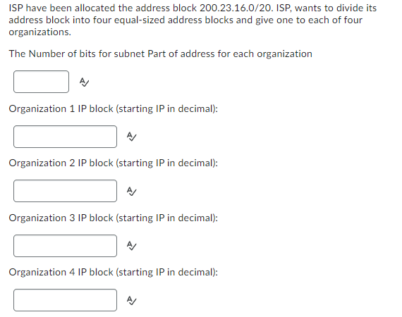Solved ISP have been allocated the address block | Chegg.com
