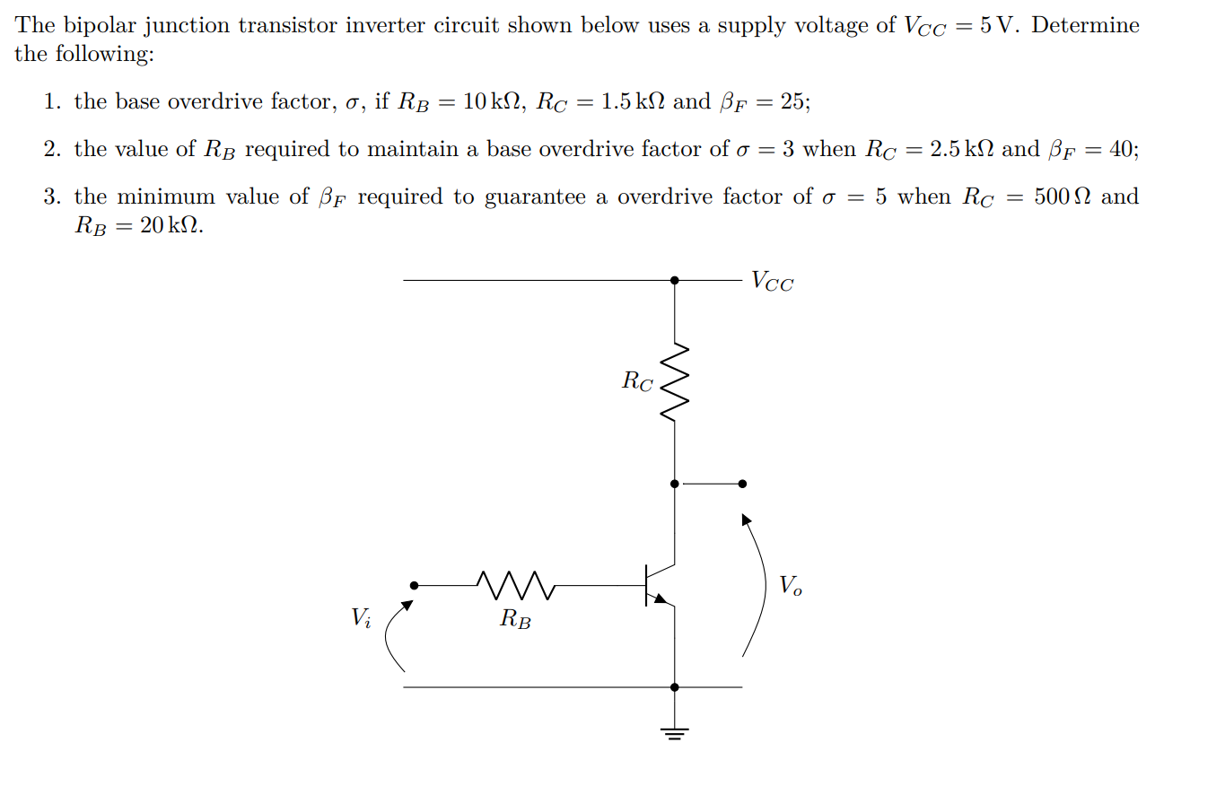 Solved The bipolar junction transistor inverter circuit | Chegg.com