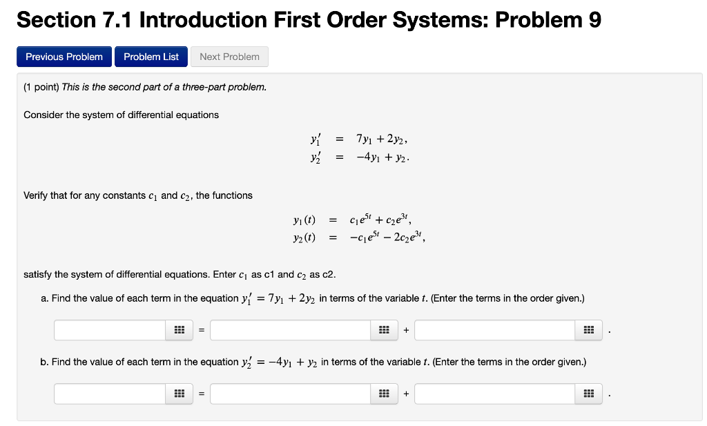 Solved Section 7 1 Introduction First Order Systems Problem