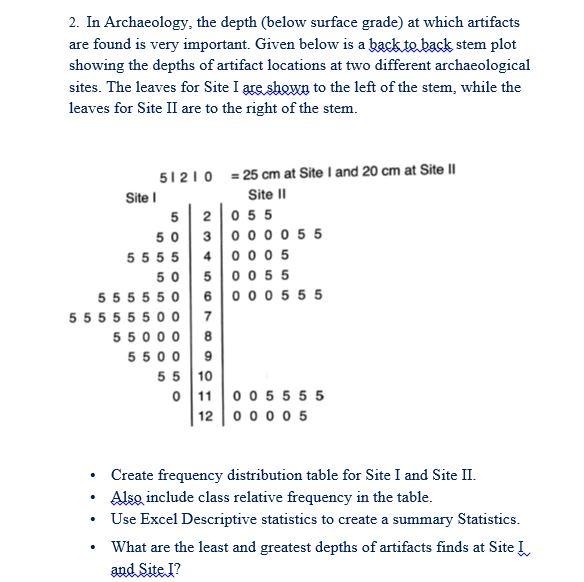 Solved 2. In Archaeology, the depth (below surface grade) at | Chegg.com