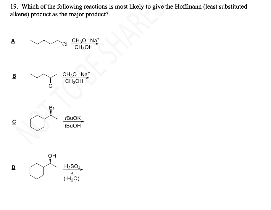 Solved 19. Which of the following reactions is most likely | Chegg.com