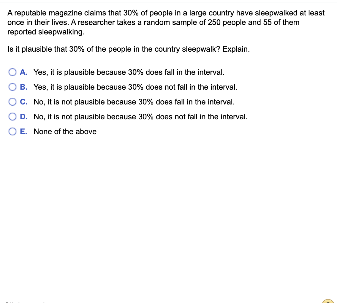 Solved A reputable magazine claims that 30% of people in a | Chegg.com