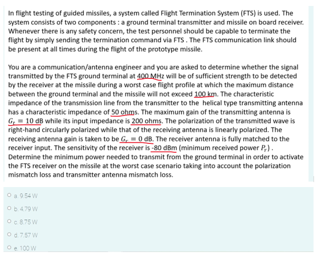Solved In flight testing of guided missiles, a system called | Chegg.com
