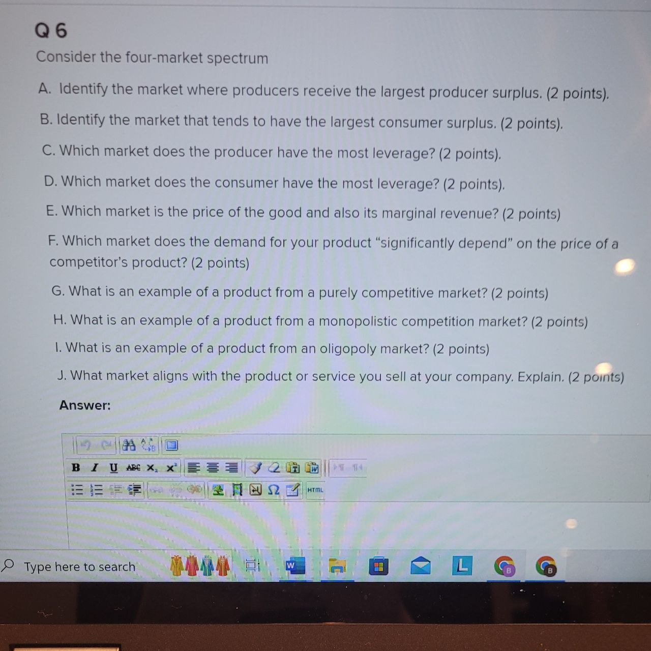 Solved Q 6 Consider the four-market spectrum A. Identify the | Chegg.com