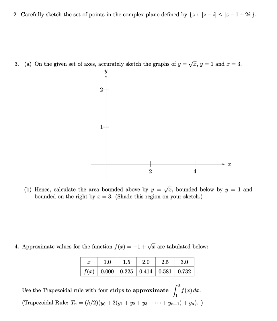 Solved 2. Carefully sketch the set of points in the complex | Chegg.com