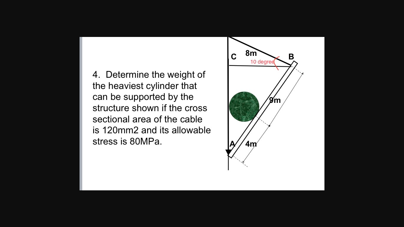 Solved 4. Determine the weight of the heaviest cylinder that | Chegg.com