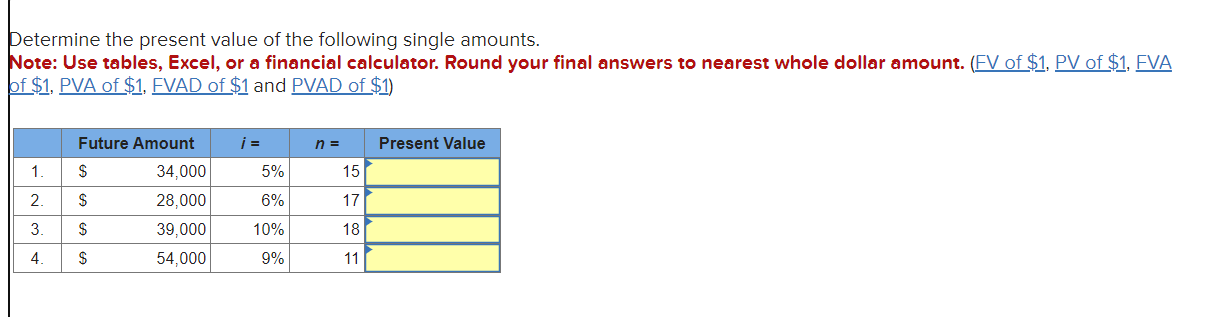 Solved Determine the present value of the following single | Chegg.com
