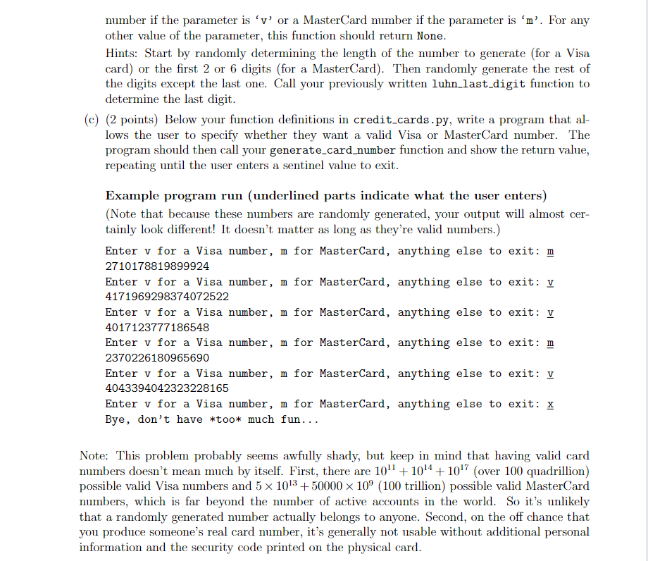 Solved 3. Credit card numbers are not completely random | Chegg.com