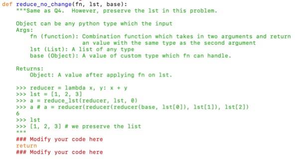 Solved def reduce_1st(fn, Ist, base): Apply the function fn | Chegg.com