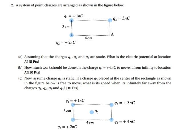 Solved 2. A system of point charges are arranged as shown in | Chegg.com