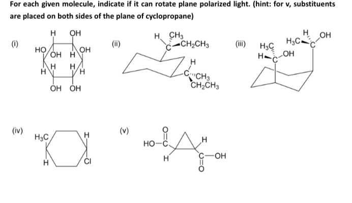 Solved ОН For each given molecule, indicate if it can rotate | Chegg.com