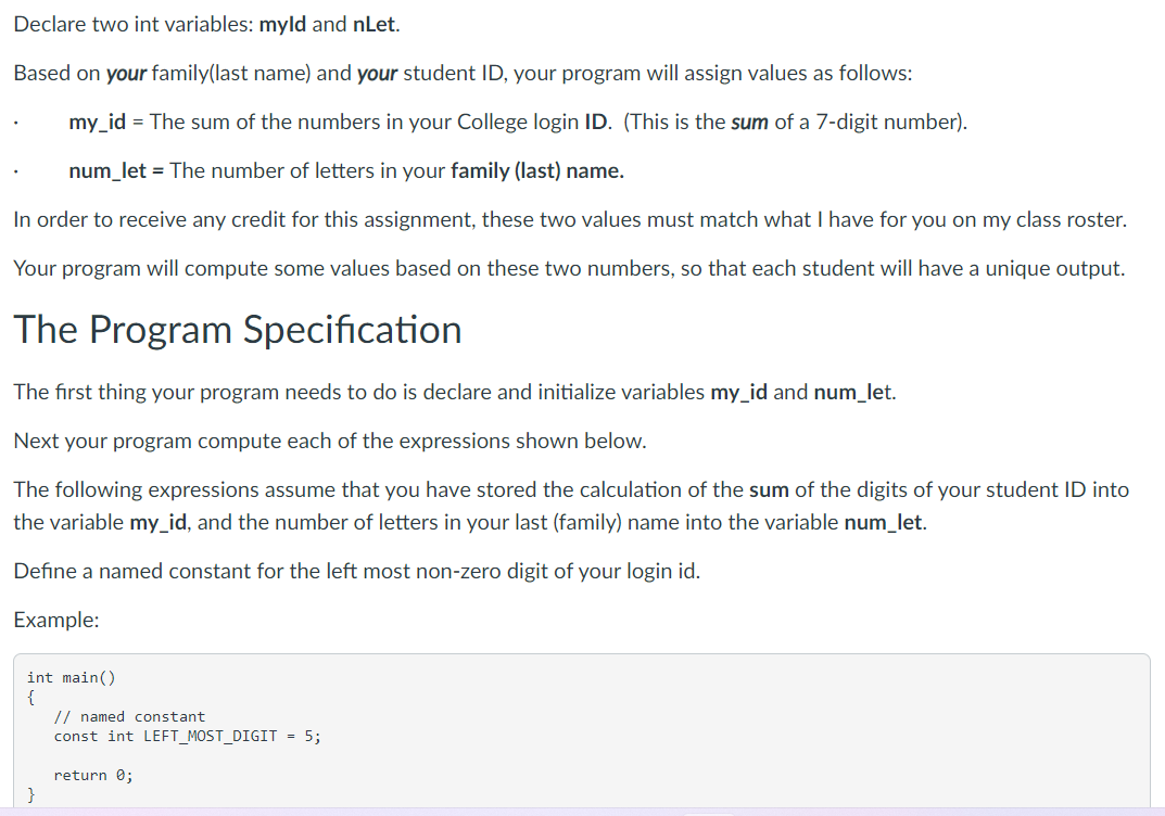Solved Declare two int variables: myld and nLet. Based on | Chegg.com