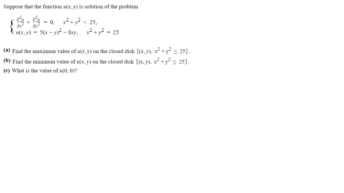 Solved Suppose that the function u(x,y) ﻿is solution of the | Chegg.com