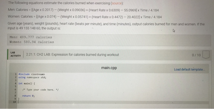 (Solved) : Following Equations Estimate Calories Burned Exercising ...