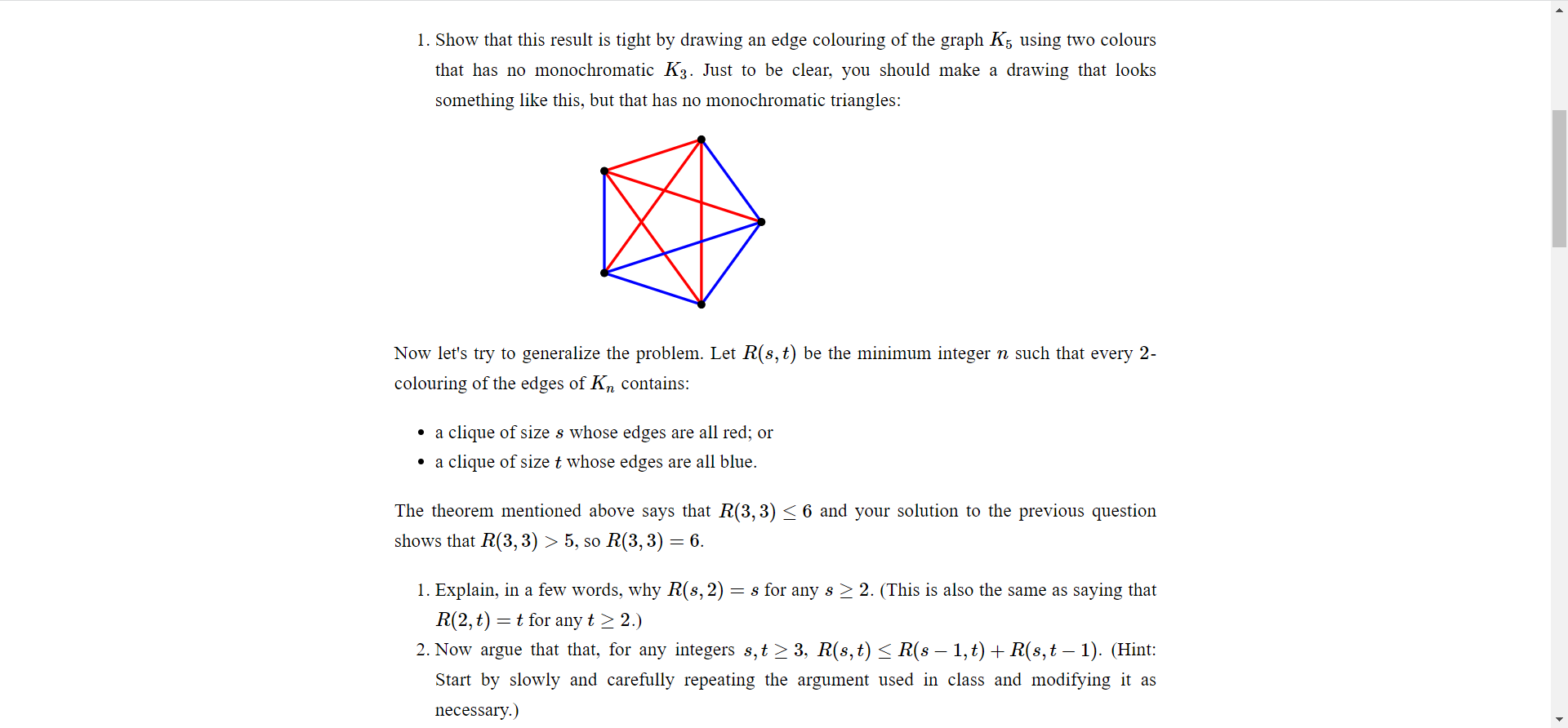 Solved if we color the edges of the complete graph K6 on | Chegg.com