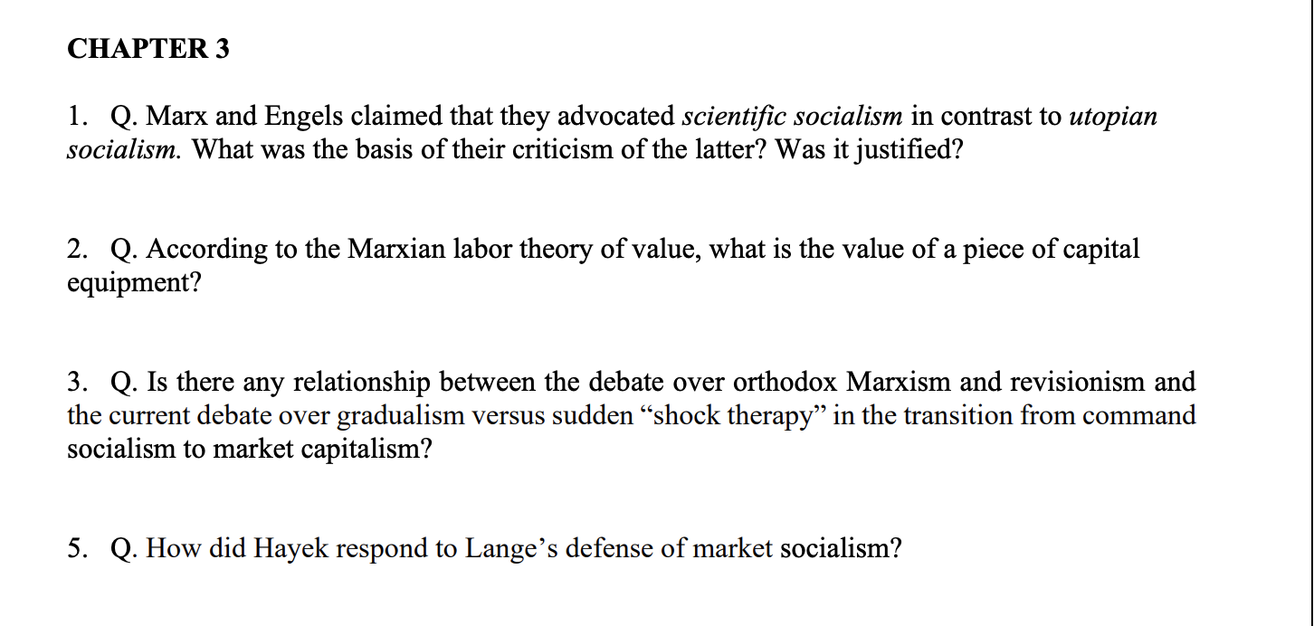 Solved CHAPTER 3 1. Q. Marx and Engels claimed that they | Chegg.com
