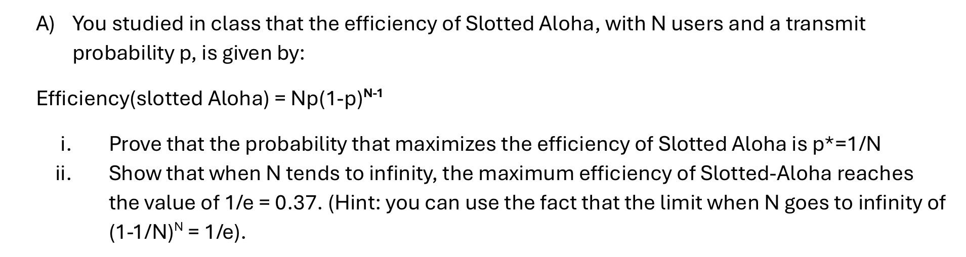 Solved Ap, is ﻿given by:Efficiency slotted | Chegg.com