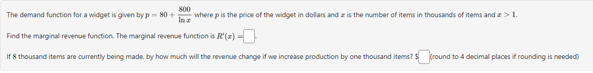 Solved The demand function for a widget is given by | Chegg.com