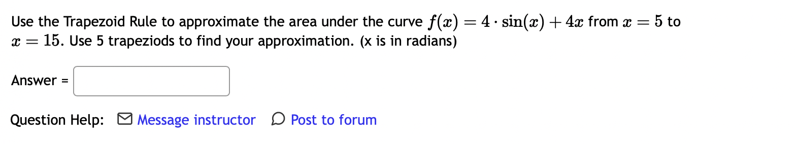 Solved Use the Trapezoid Rule to approximate the area under | Chegg.com
