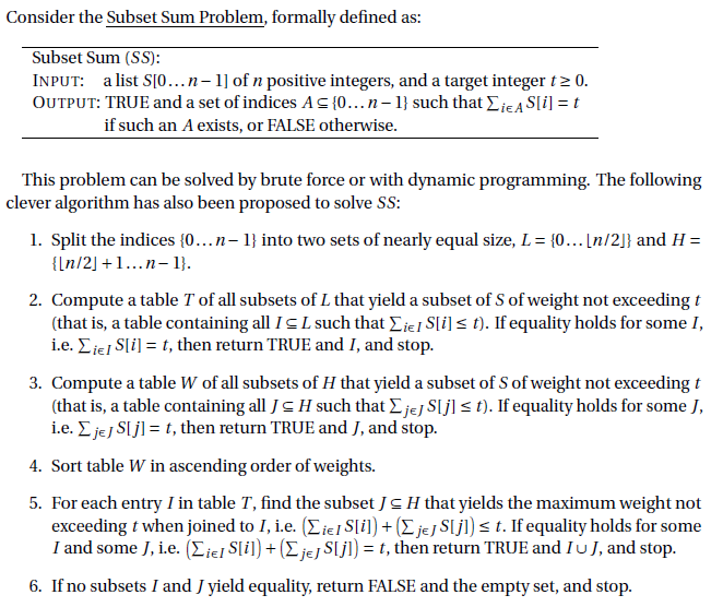Consider the Subset Sum Problem, formally defined as: | Chegg.com