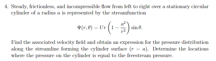 Solved 4. Steady, frictionless, and incompressible flow from | Chegg.com