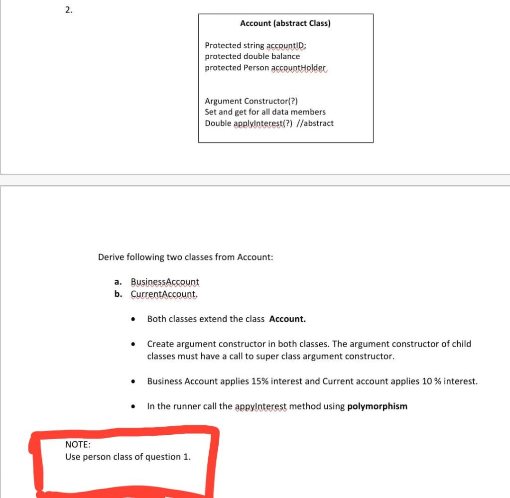 Solved 2. Account (abstract Class) Protected string | Chegg.com