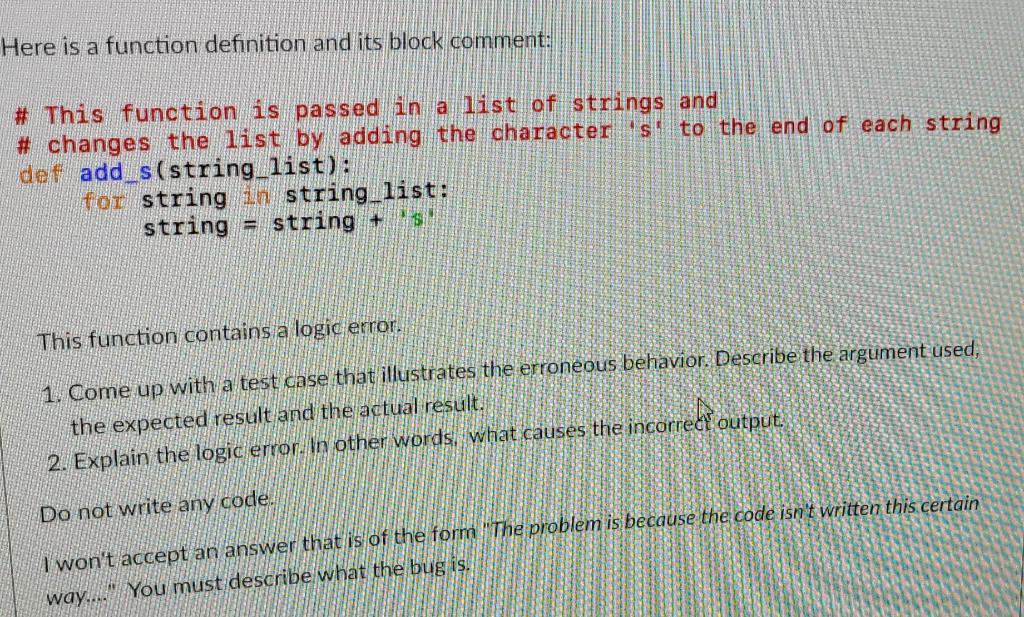 Solved Here is a function definition and its block comment: | Chegg.com