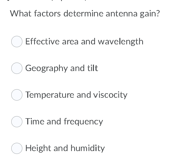 Solved What factors determine antenna gain? Effective area | Chegg.com
