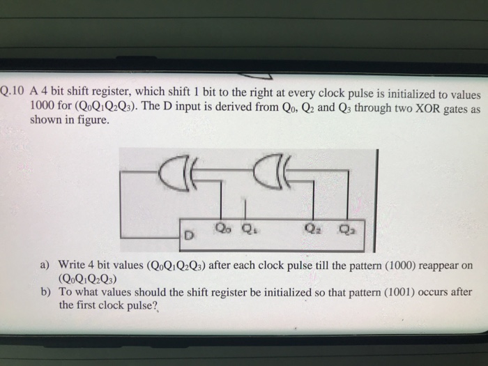 Solved Q.10 A 4 bit shift register, which shift 1 bit to the | Chegg.com