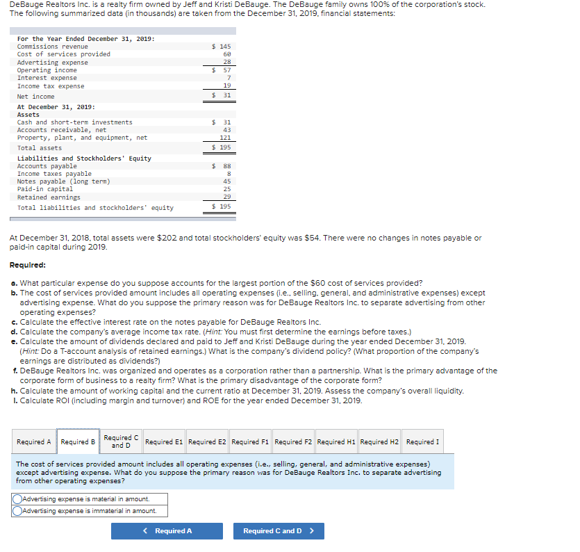 Solved DeBauge Realtors Inc. is a realty firm owned by Jeff | Chegg.com
