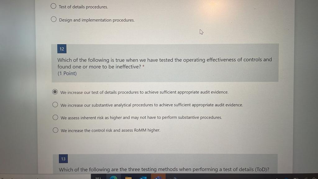 Solved O Test of details procedures. O Design and | Chegg.com
